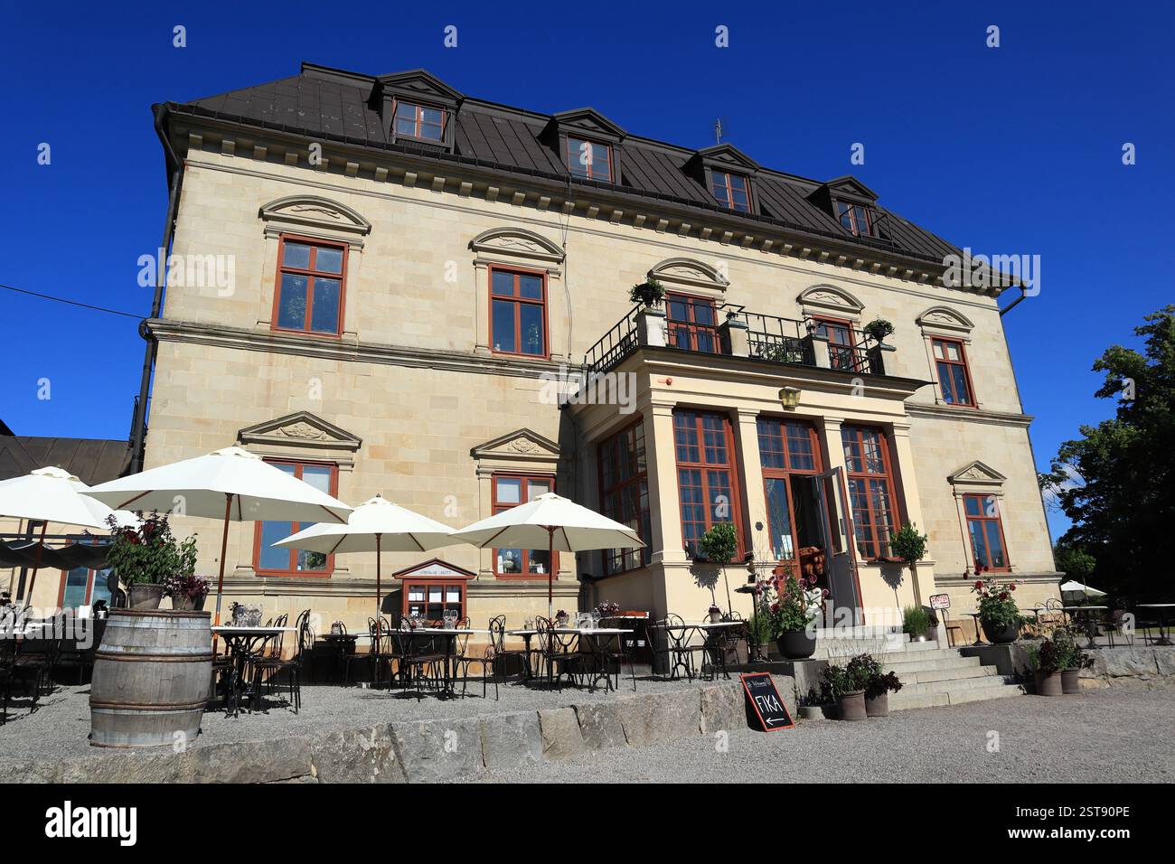 Stockholm, Sweden. Large old building called Görvälns slott. Restaurant ...