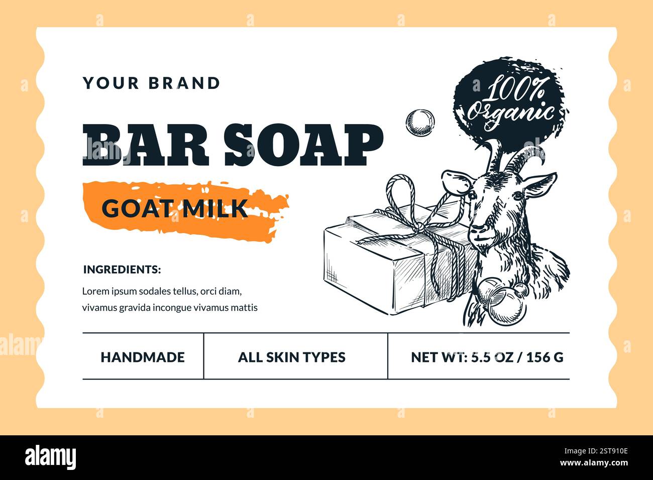 Goat milk hand made natural soap bar package label or sticker template ...
