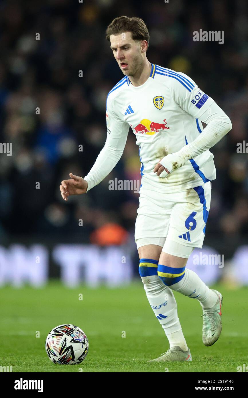 Leeds, UK. 17th Feb, 2025. Joe Rodon of Leeds United with the ball ...