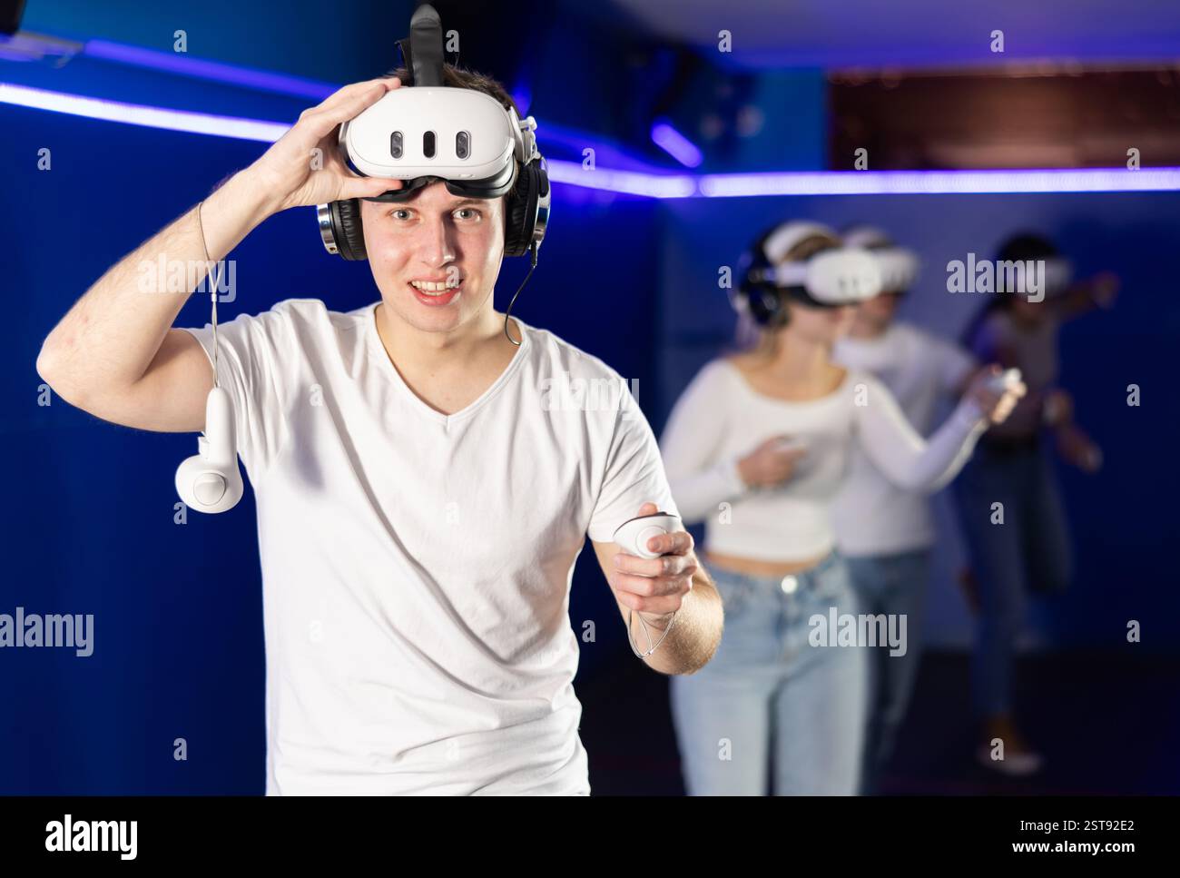 Stunned by exciting game, guy lowered helmet and took break from game ...