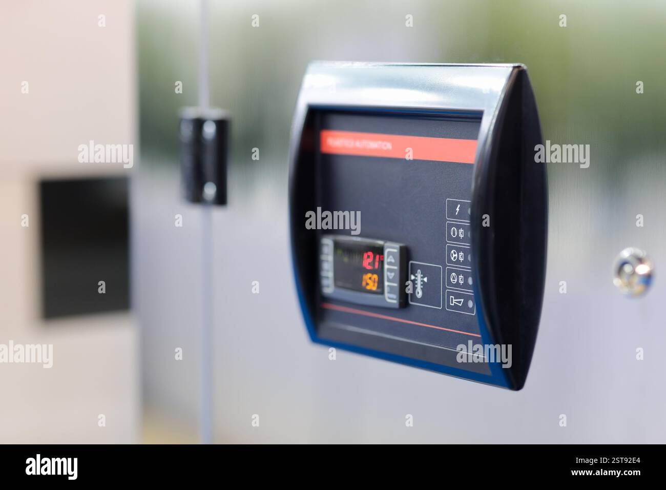 Control panel of automated manufacturing equipment with temperature ...