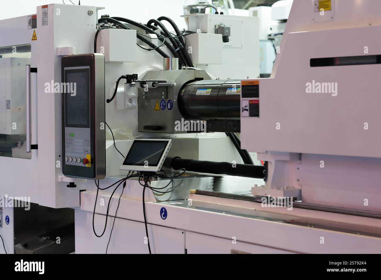 Electric plastic injection molding machine. Selective focus Stock Photo ...