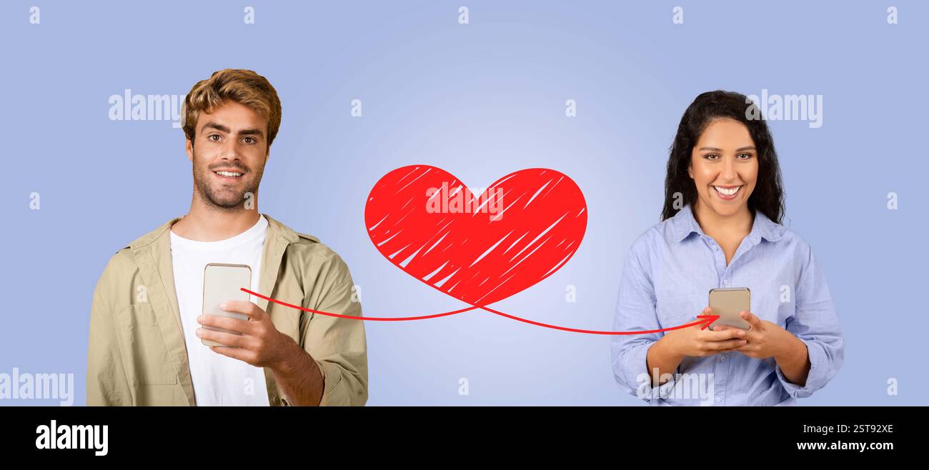 Couple sharing love and affection through messages on St. Valentine's ...