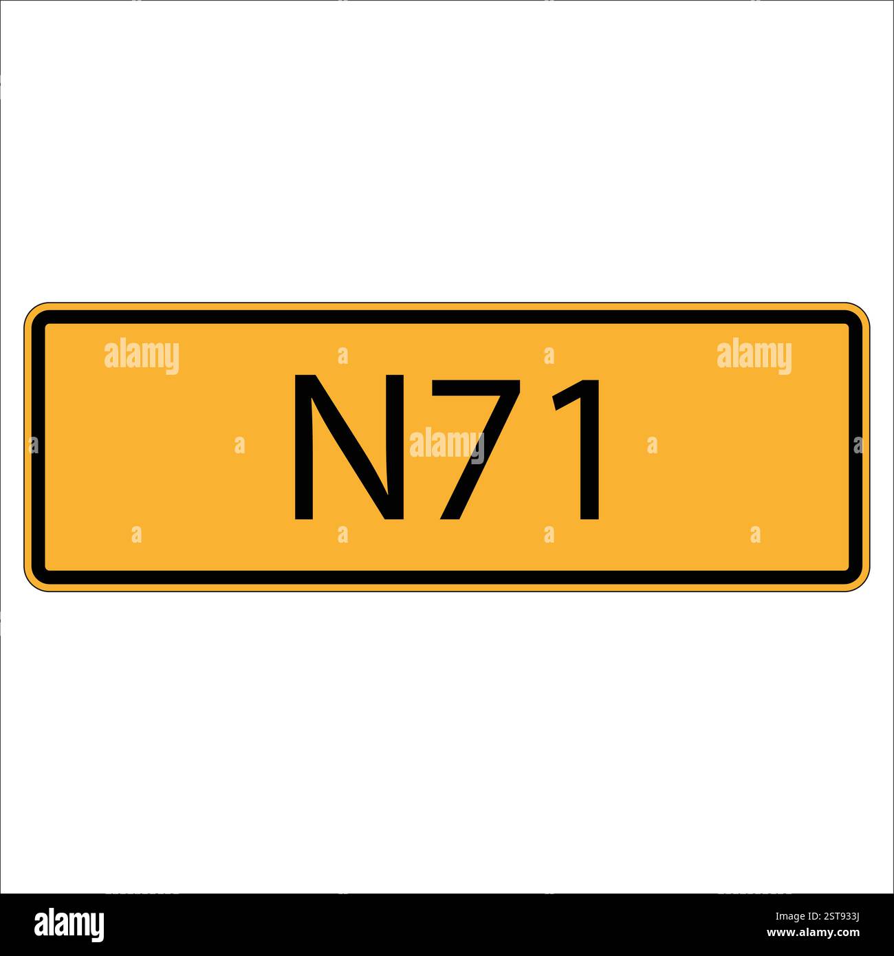 Close-up view of national secondary road n71 road sign isolated on ...