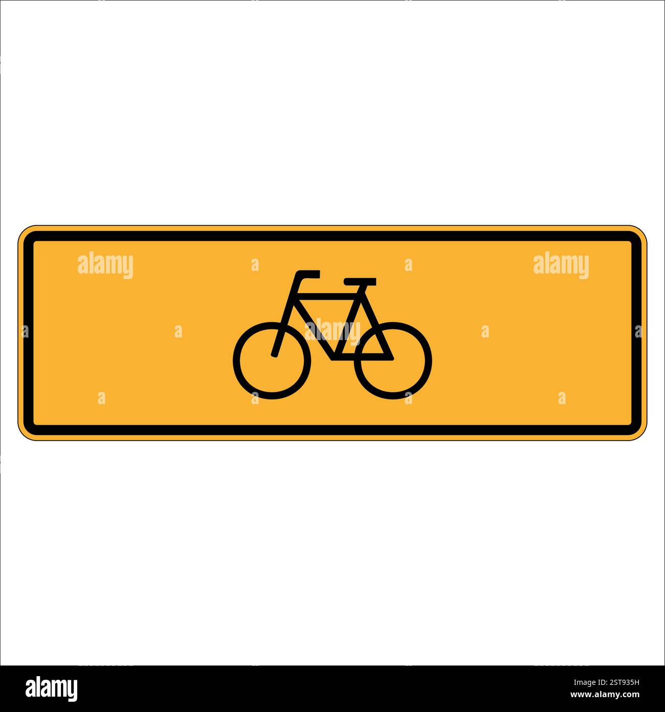 Simple rectangular yellow traffic sign featuring bicycle symbol ...