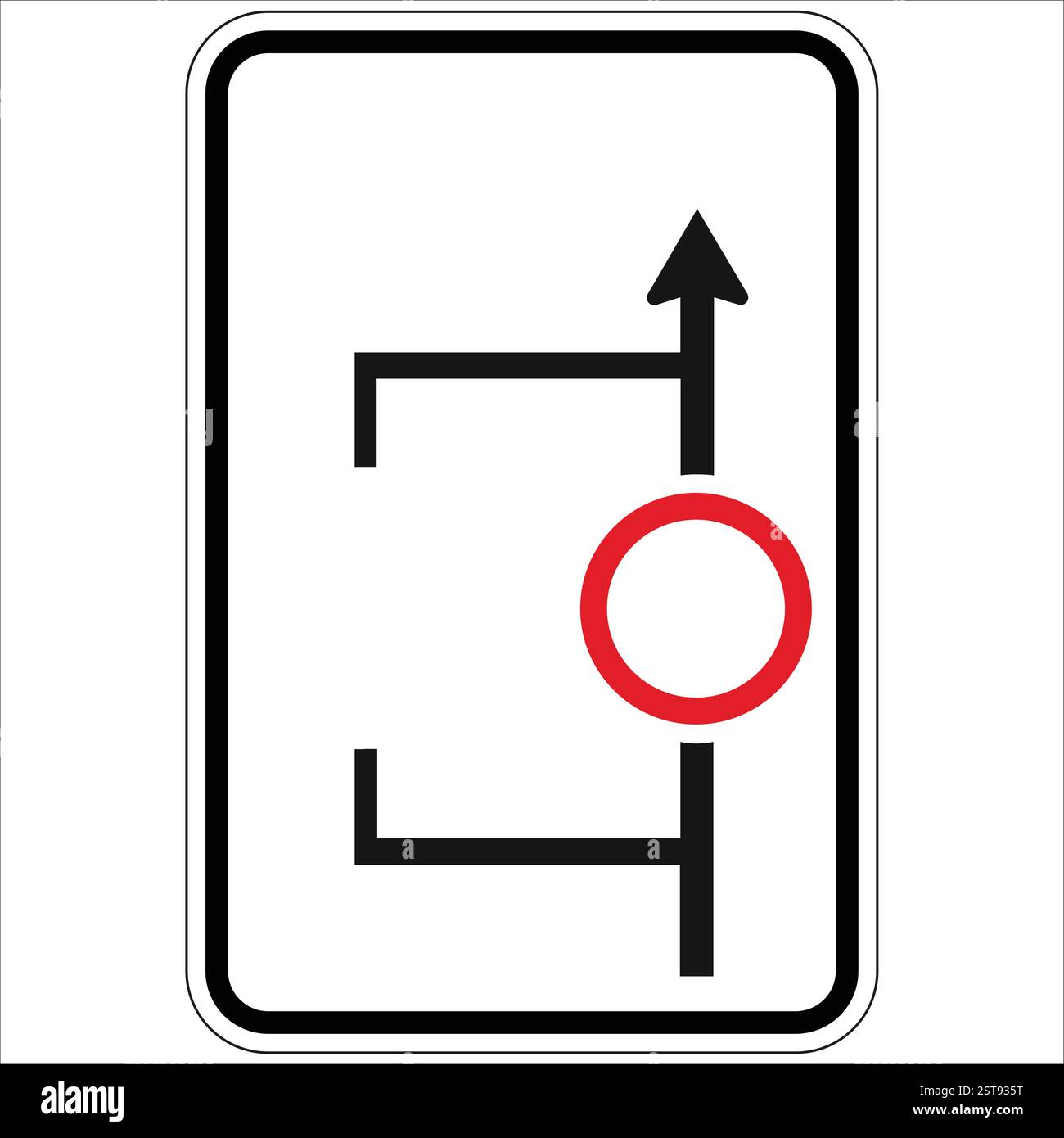 Road sign indicating a prescribed passing point where overtaking is ...