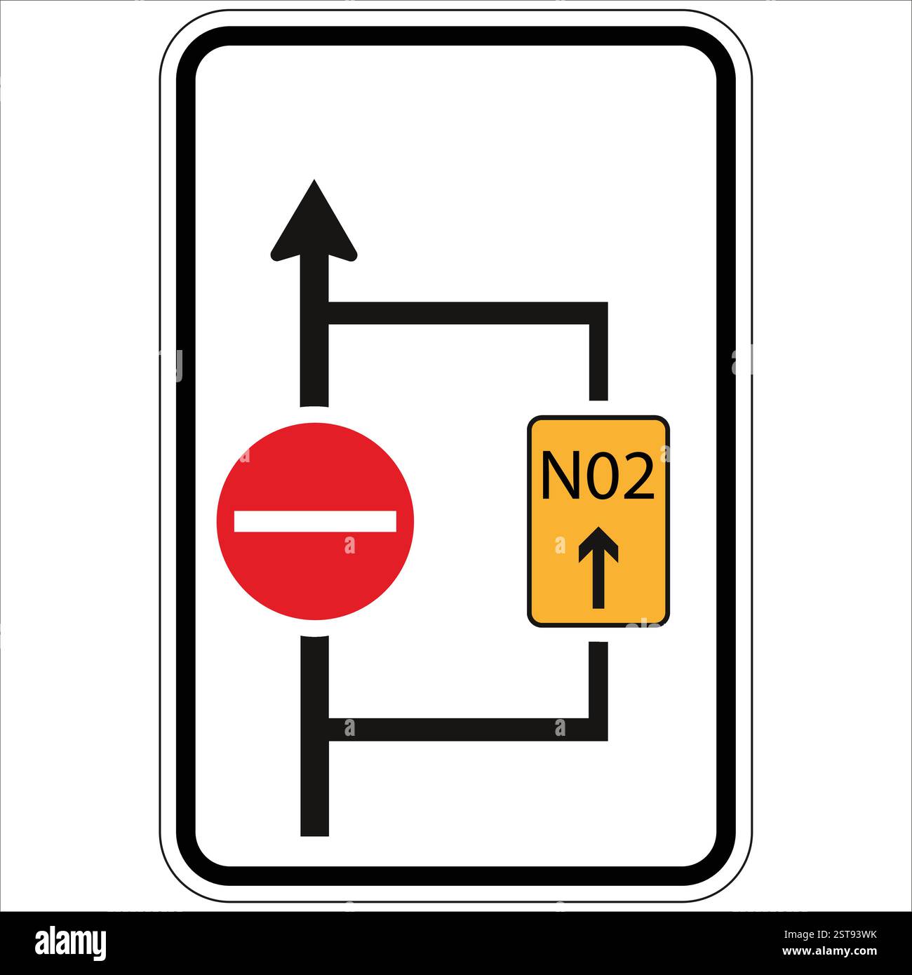 Prescriptive traffic sign indicating no entry and suggesting a detour ...