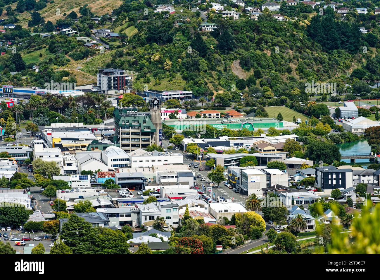 Nelson, Aotearoa / New Zealand - January 29, 2025: Aerial view over the ...