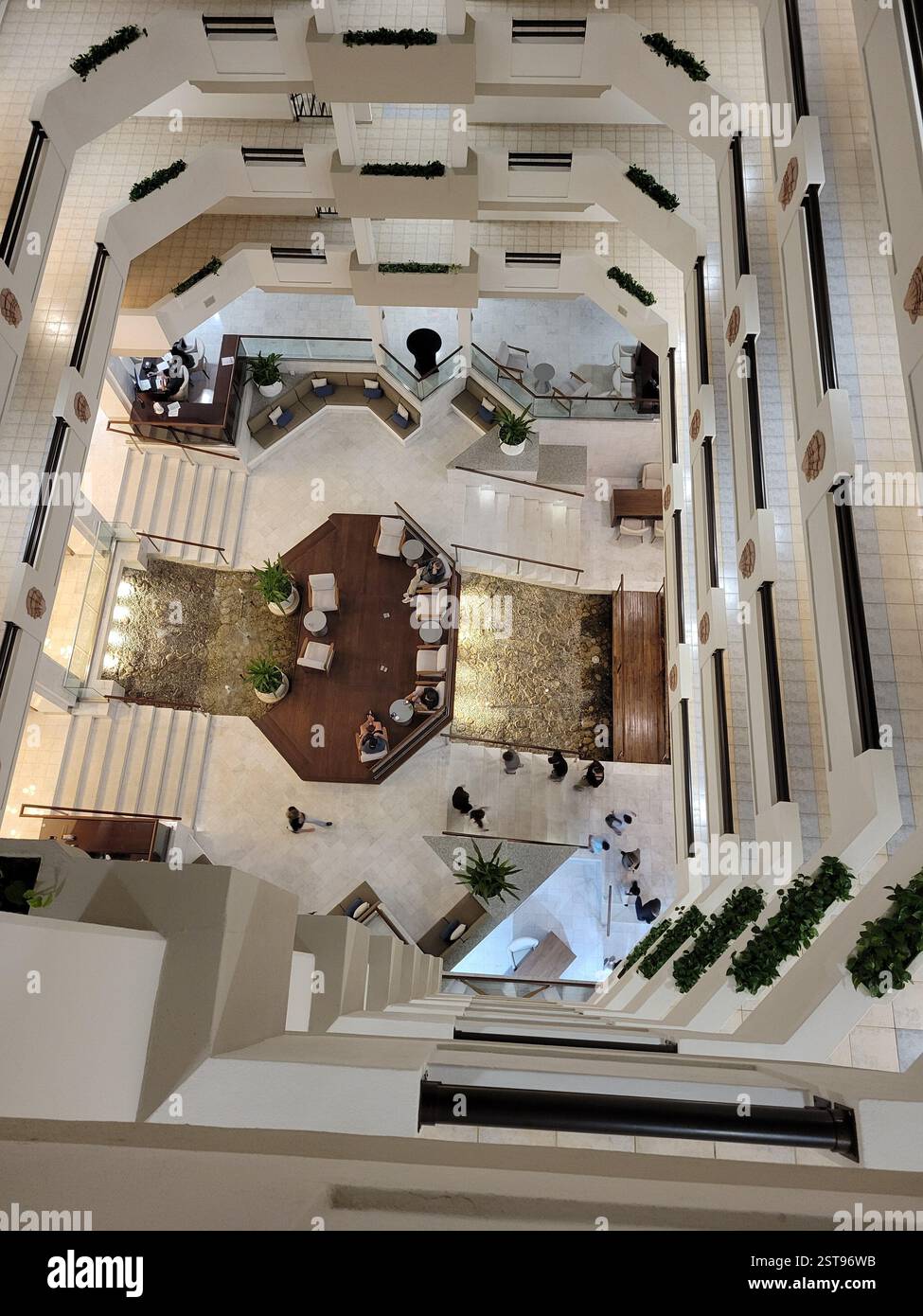 An aerial perspective showcases the stunning lobby of a hotel Stock ...