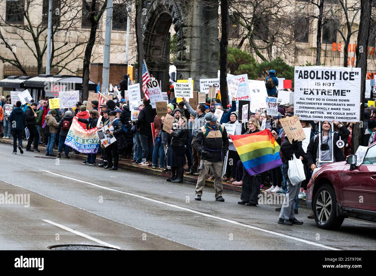 Seattle, USA. 17th Feb 2025. Presidents Day Thousands of activists ...
