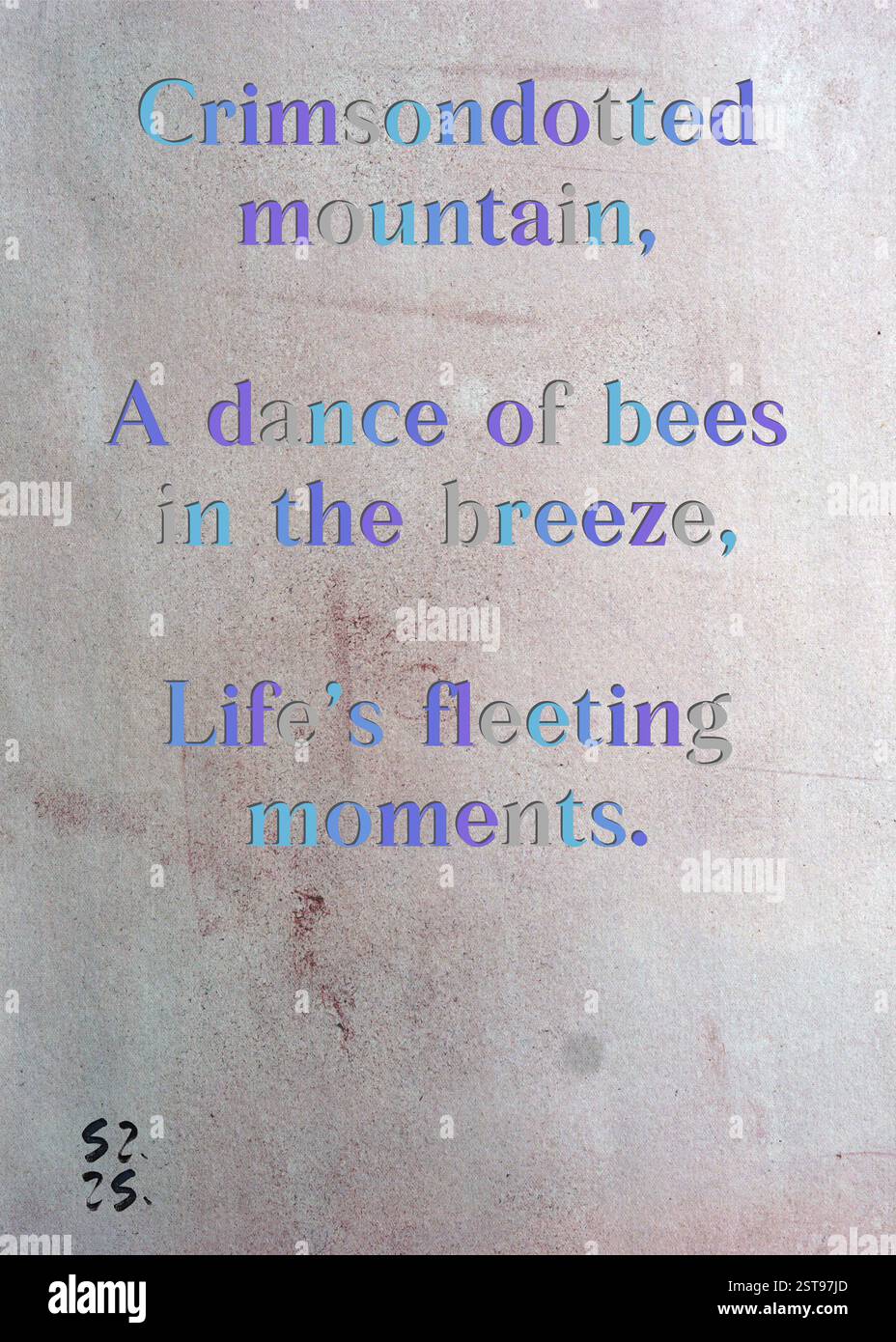 Crimsondotted mountain, A dance of bees in the breeze, Life's fleeting ...