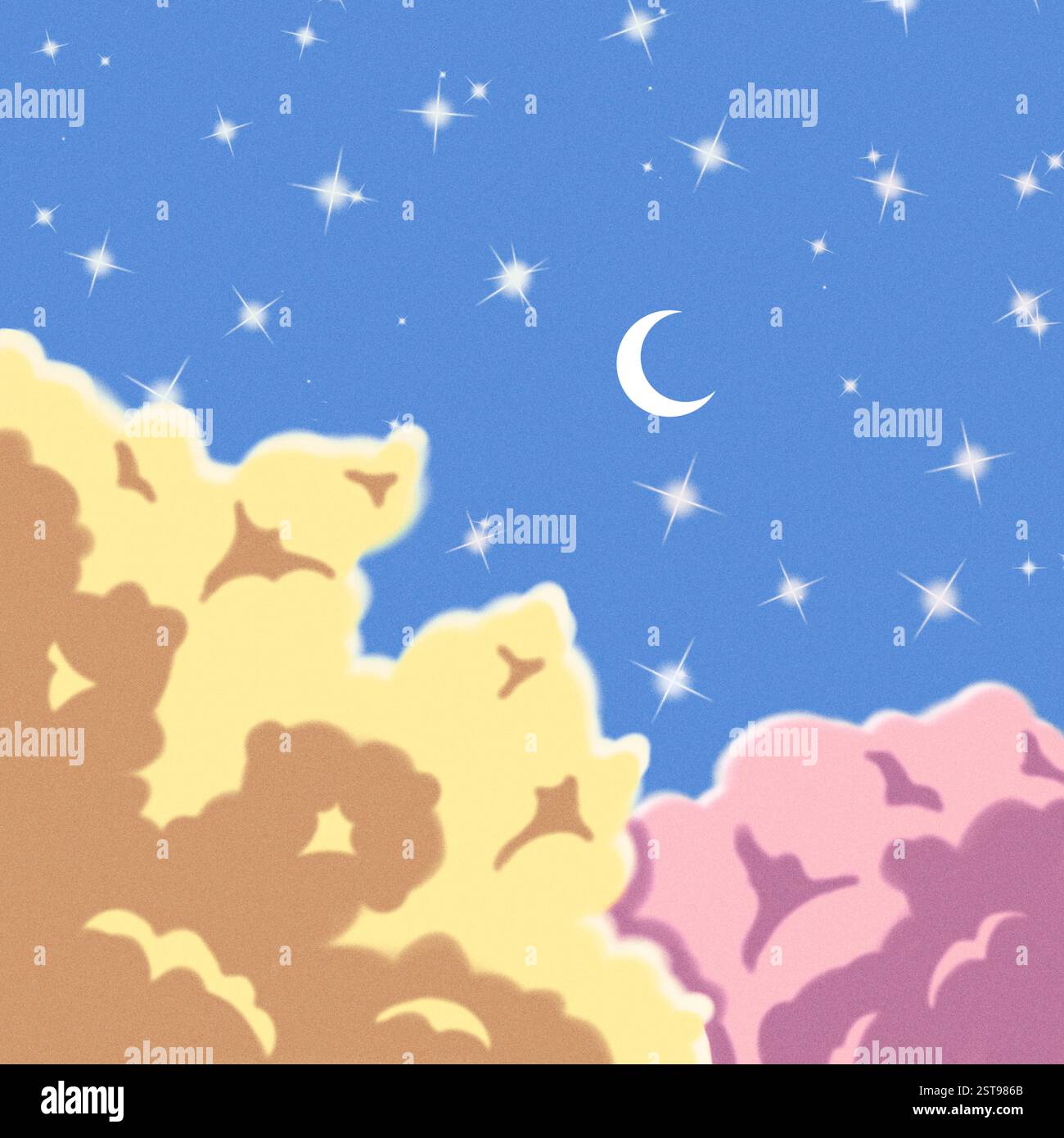 drawing of a starry sky with clouds Stock Photo - Alamy