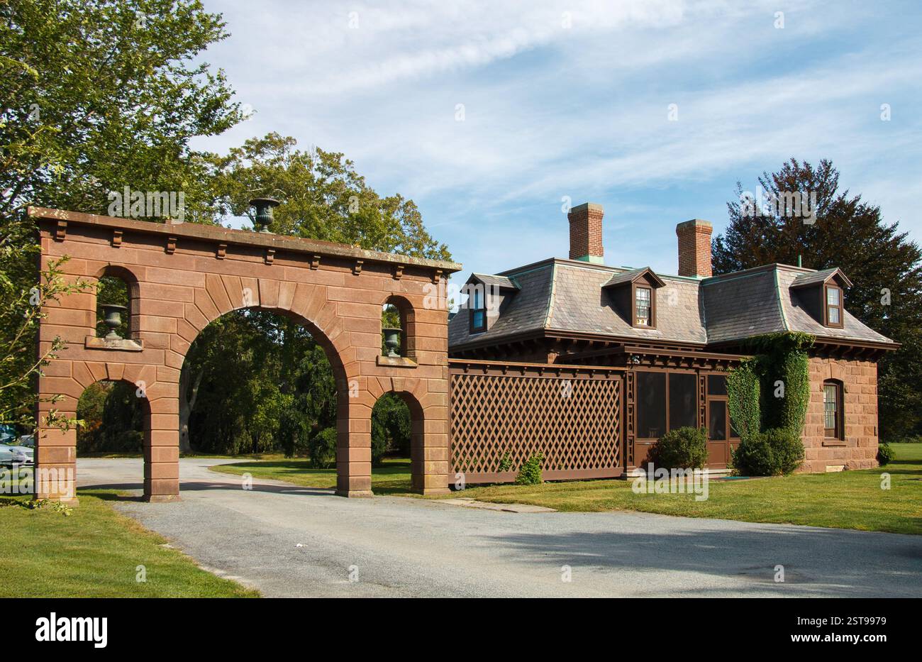 The Chateau-sur-Mer gilded age historic mansion beautiful gate at ...