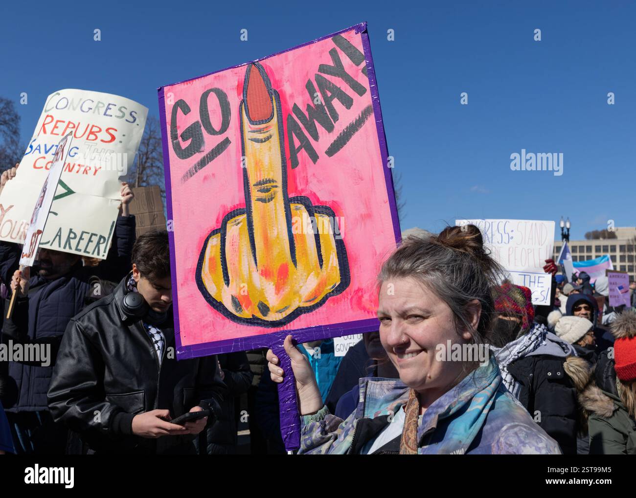 Washington, U.S.A. 17th Feb, 2025. Demonstrators gather at the Capitol ...