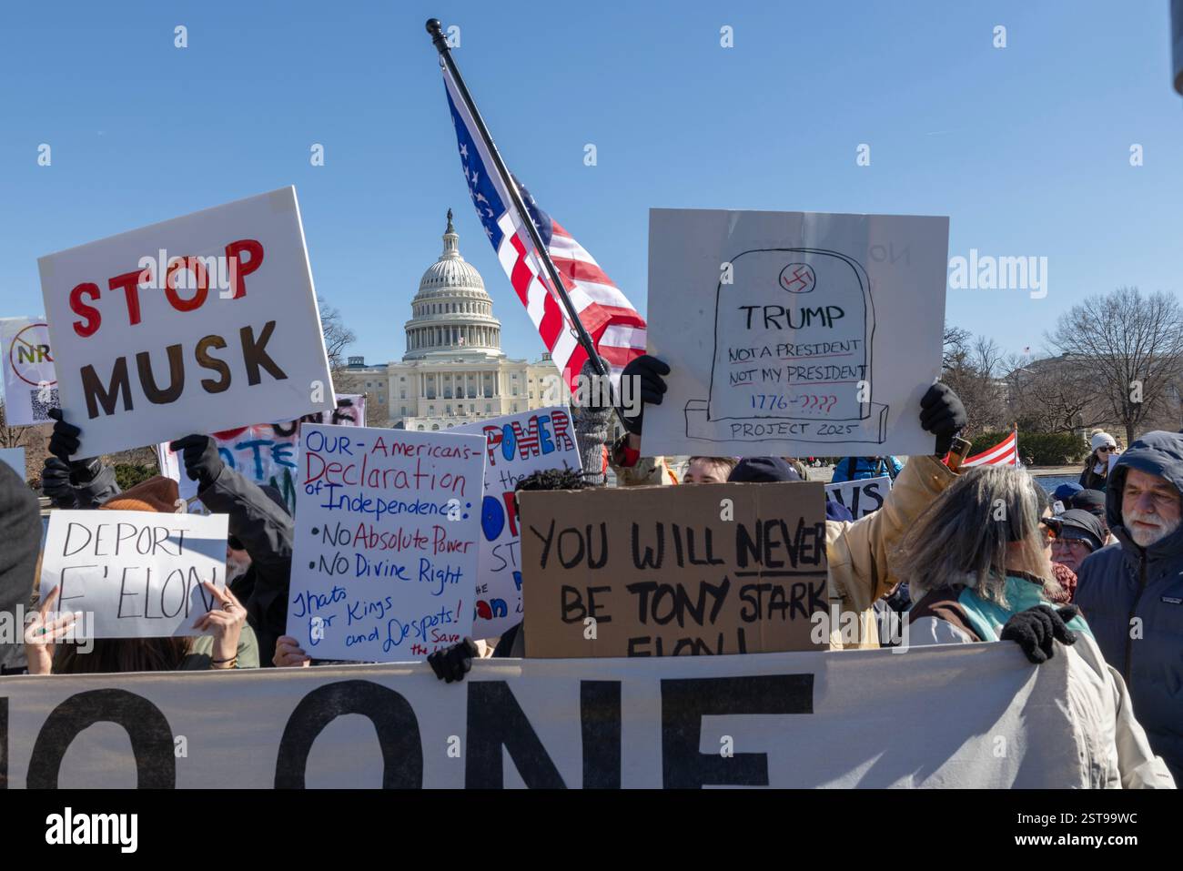 Washington, U.S.A. 17th Feb, 2025. Demonstrators gather at the Capitol ...