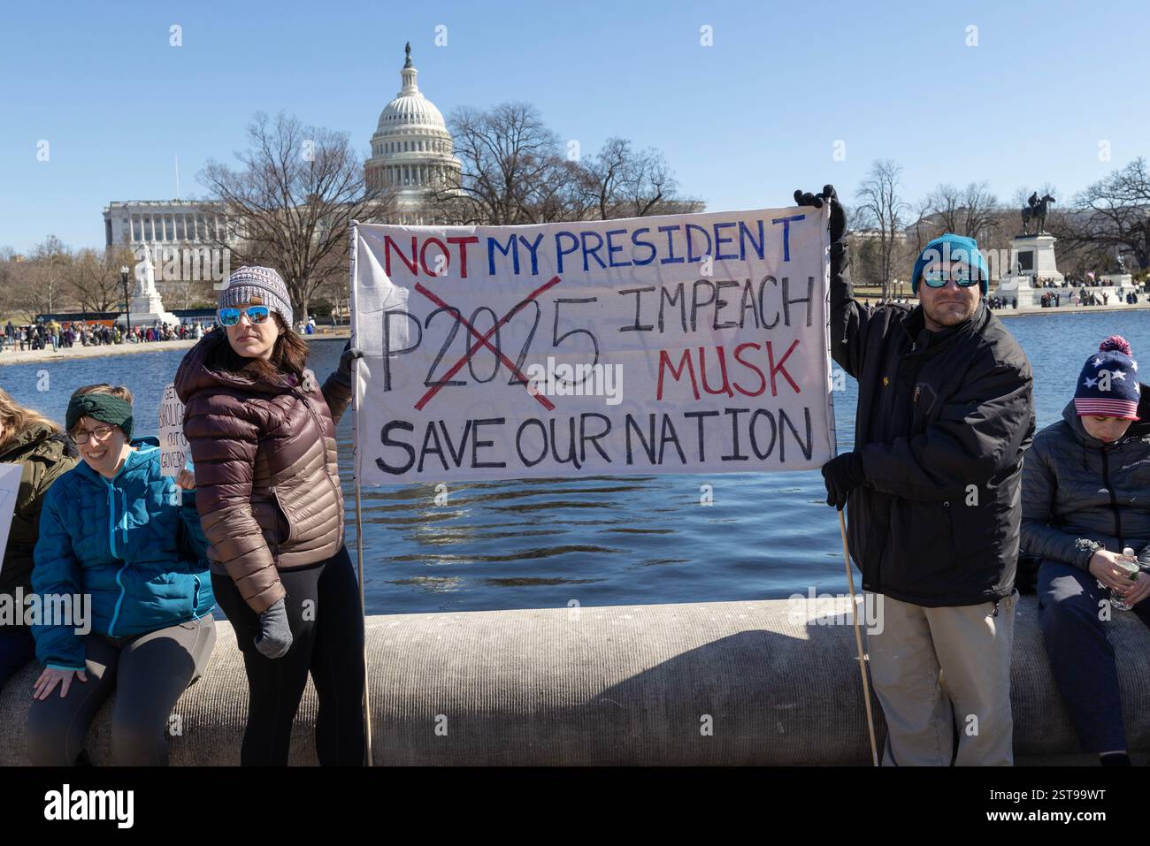Washington, U.S.A. 17th Feb, 2025. Demonstrators gather at the Capitol ...