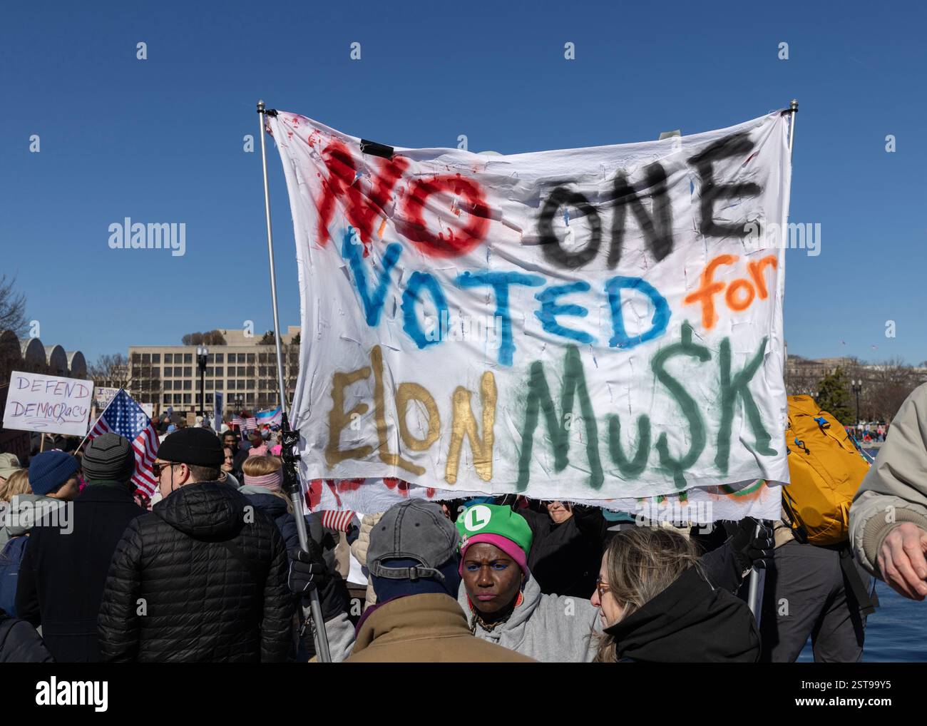 Washington, U.S.A. 17th Feb, 2025. Demonstrators gather at the Capitol ...