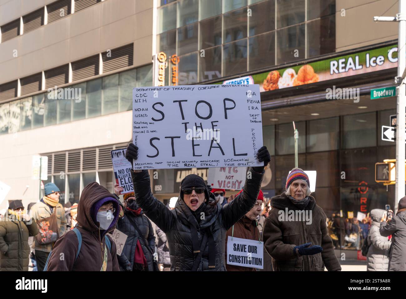 New York, NY, February 17, 2025: Members of Rise and Resist, Extinction ...