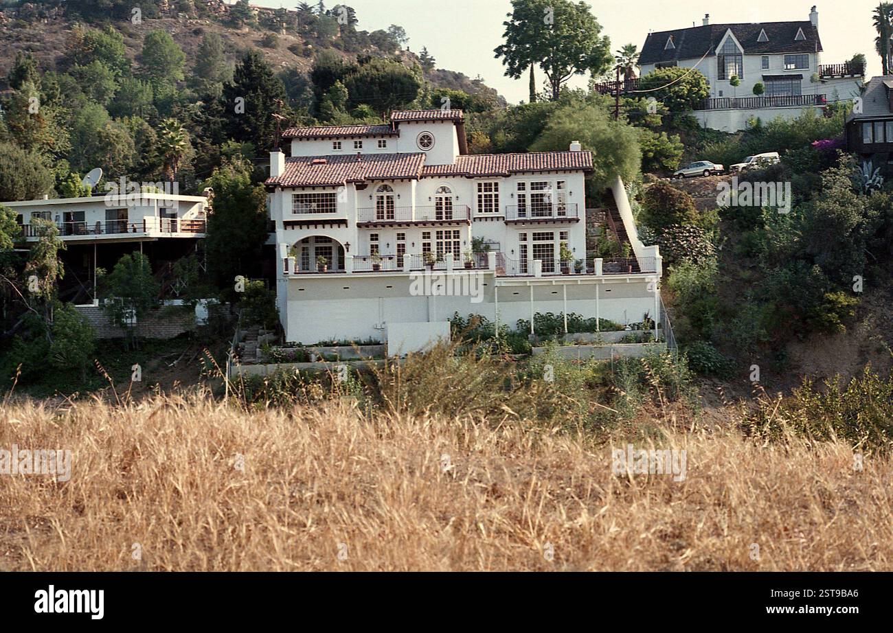 Los, Angeles, CA, USA, approx. 1990. Houses in the Hollywood ...