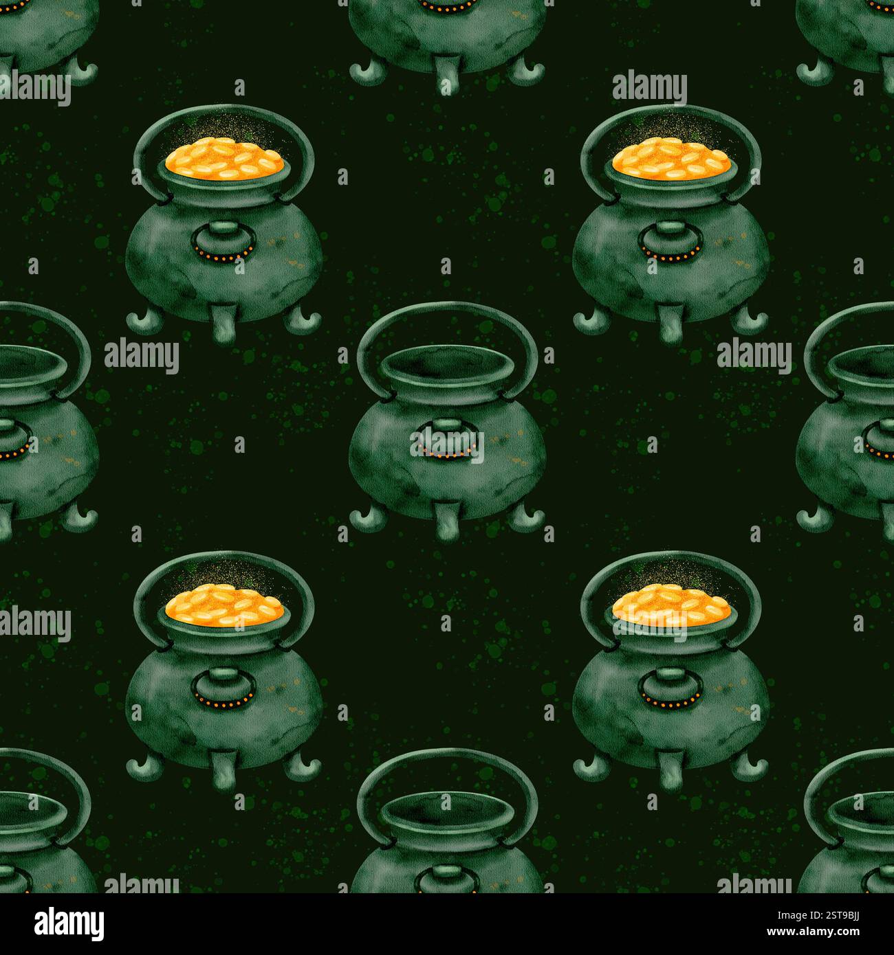 This delightful pattern features cauldrons overflowing with sparkling ...
