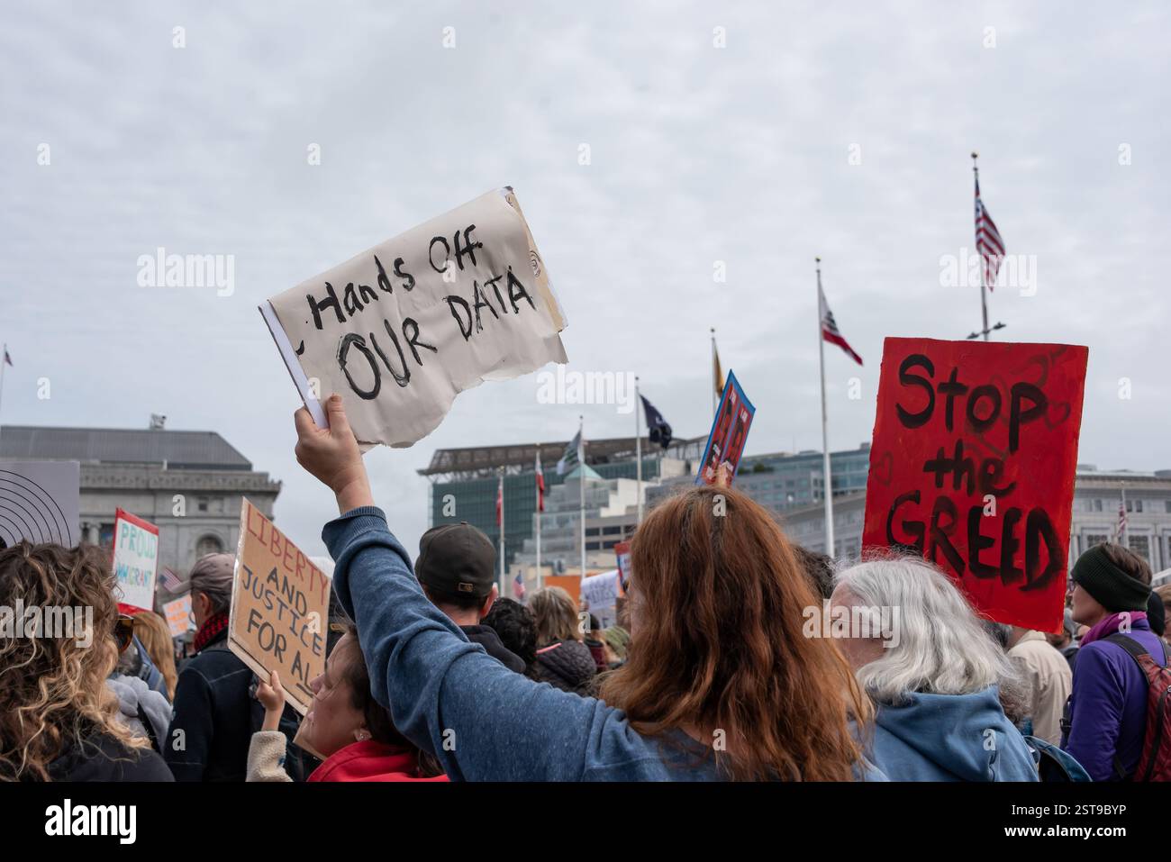 San Francisco, Calif., USA, 17th Feb, 2025. A large crowd gathers with ...