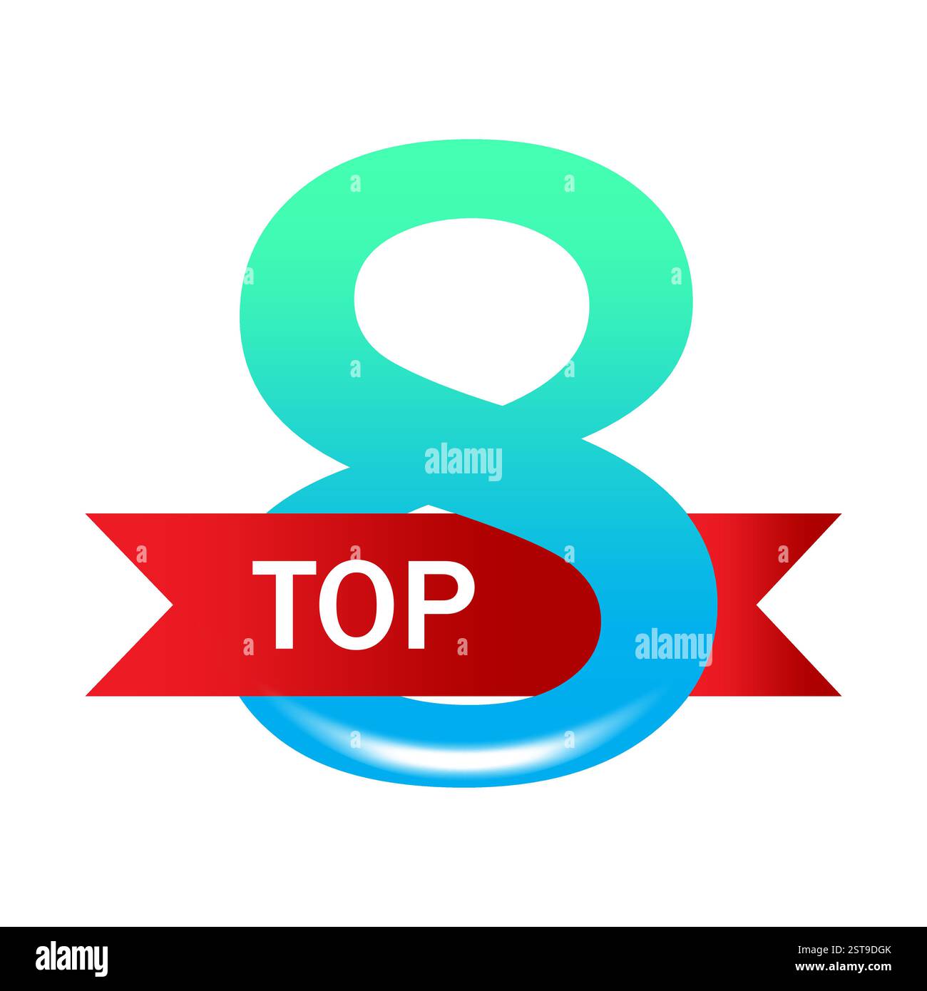 Number eight highlight. Red TOP ribbon. Gradient numeric shape. Vector ...