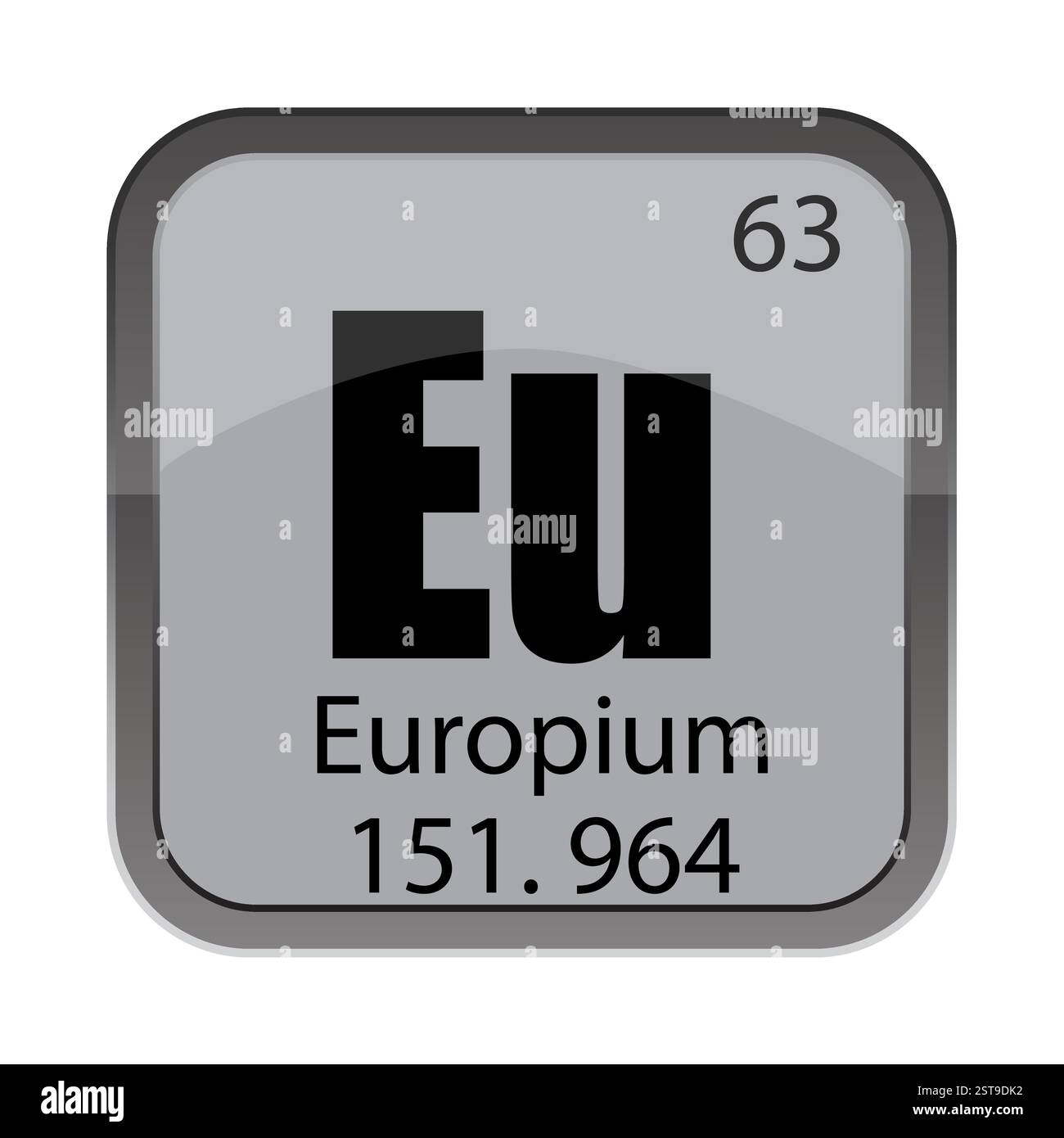 Eu element icon. 63 atomic number. 151.964 weight text. Vector ...