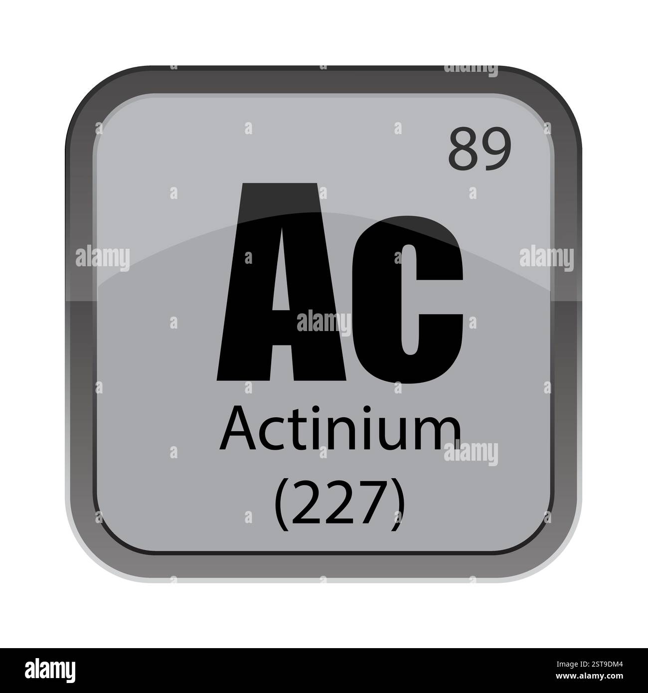 Ac 89 box. Actinium 227 text. Vector periodic element. Gray chemistry ...