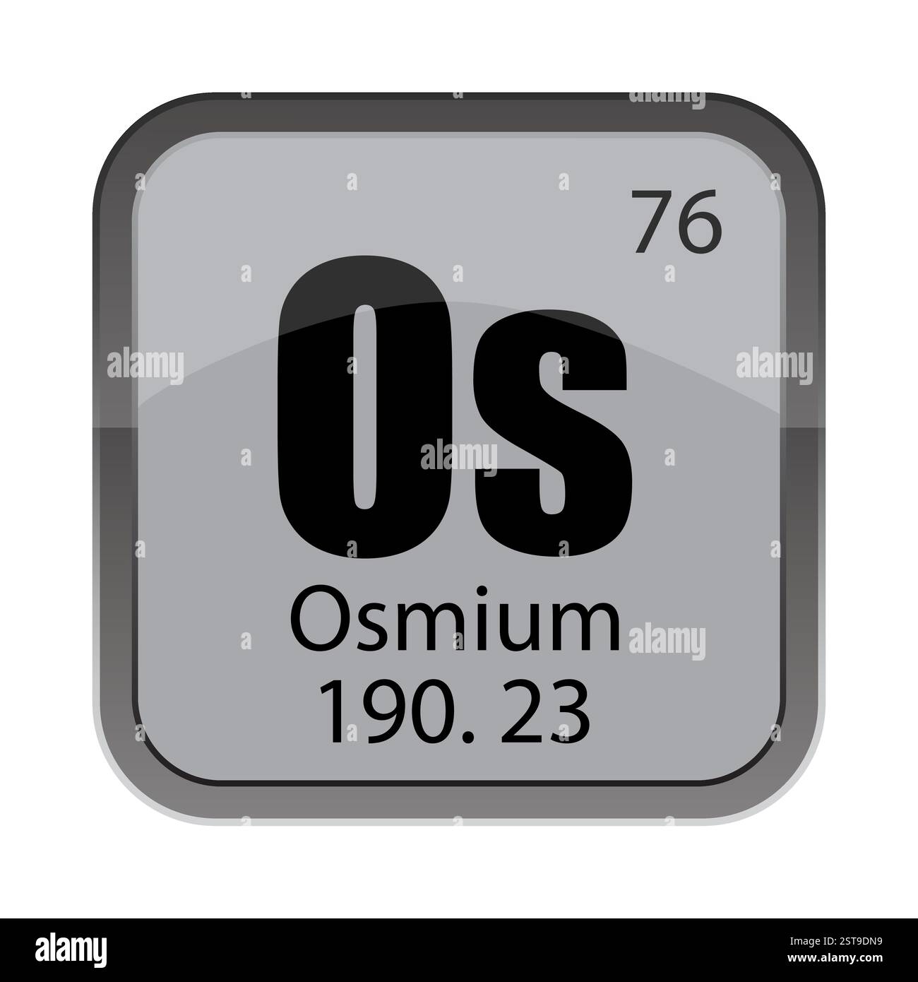 Osmium Os tile. Atomic 76 number. Gray periodic block. Science study ...
