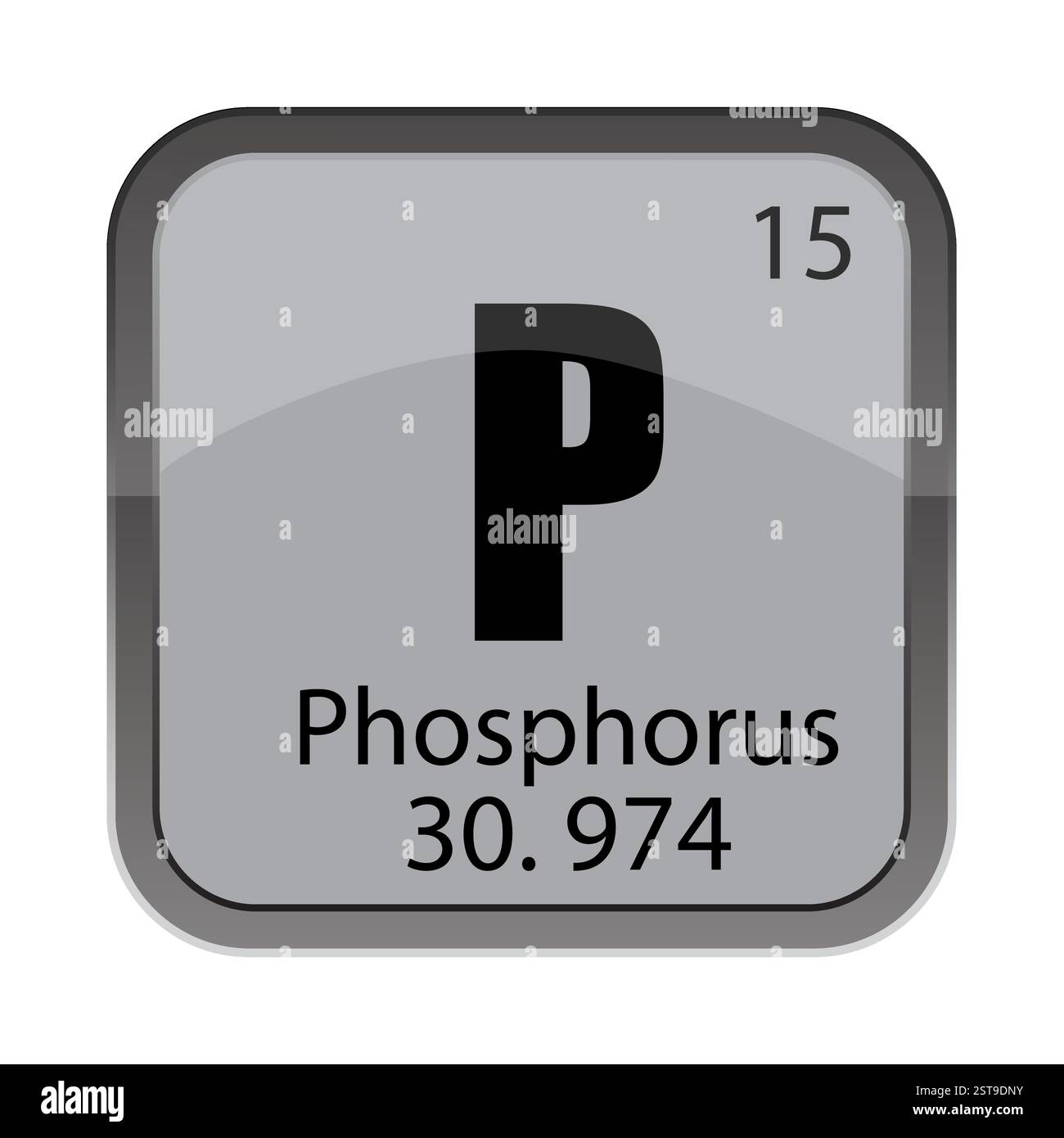 Phosphorus P tile. Atomic 15 number. Gray periodic block. Science study ...