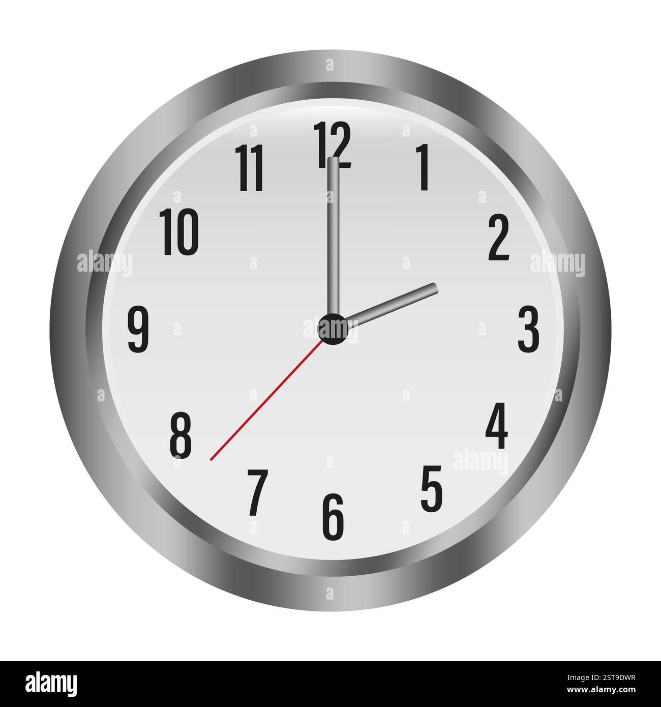 Classic wall clock. Timepiece with numbers. Clock hands movement. Metal ...