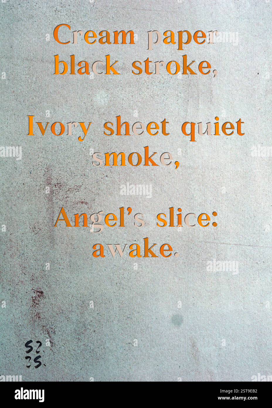 Cream paper black stroke, Ivory sheet quiet smoke, Angel's slice: awake ...