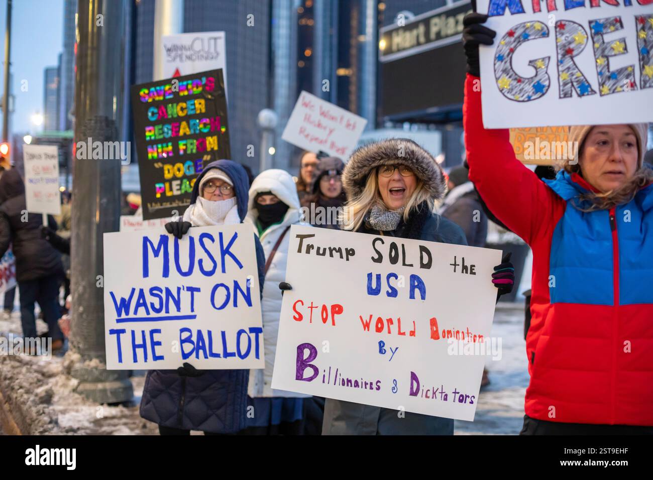 Detroit, Michigan, USA. 17th Feb, 2025. People say 'No Kings on ...