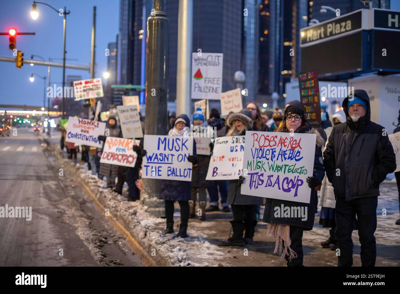 Detroit, Michigan, USA. 17th Feb, 2025. People say 'No Kings on ...