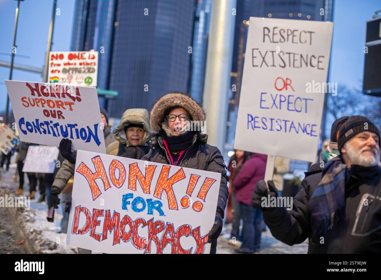 Detroit, Michigan, USA. 17th Feb, 2025. People say 'No Kings on ...