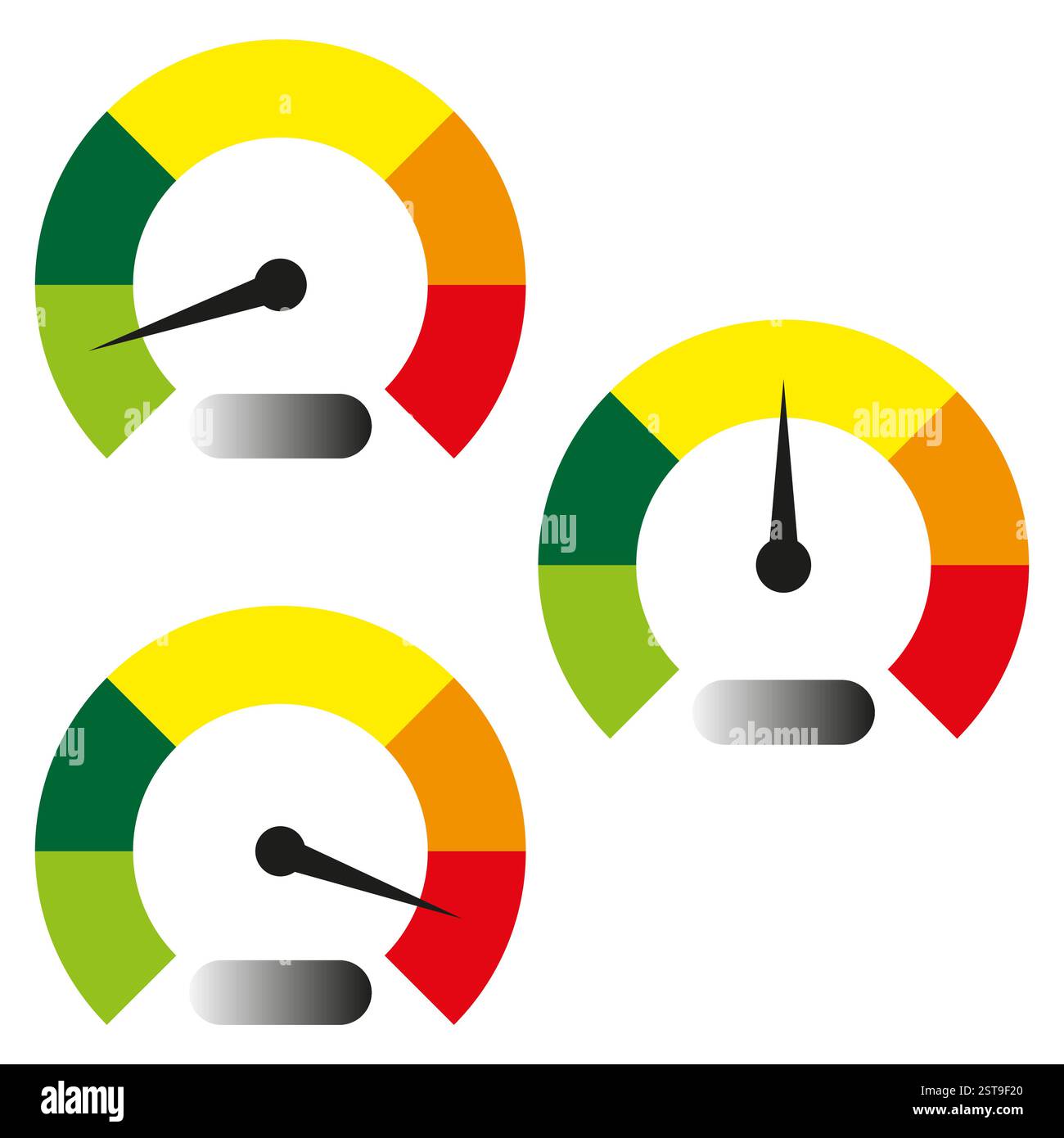 Colorful gauge icon. Speed meter symbol. Performance level indicator. Measurement rating vector ...