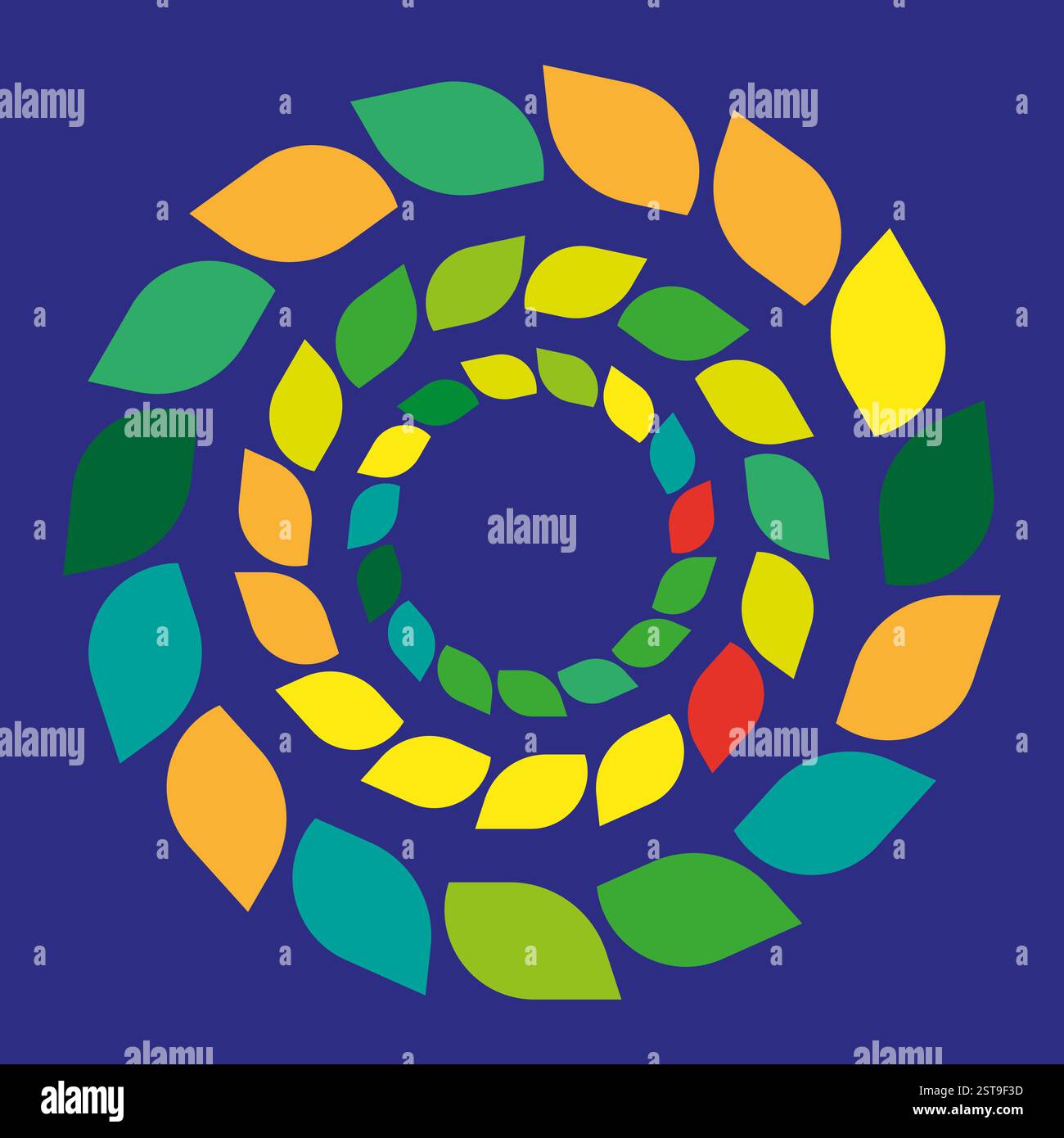 Leaf spiral pattern. Colorful nature swirl. Circular eco decoration ...