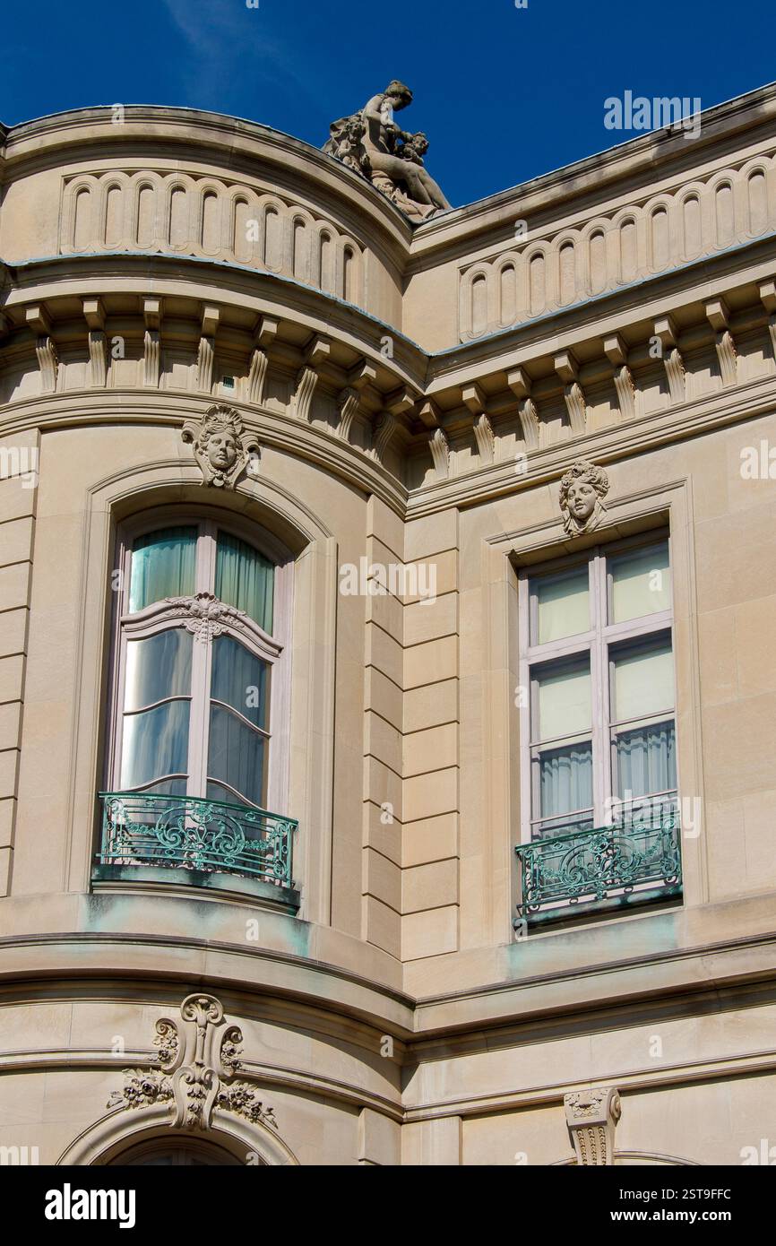 The beautiful facade of the Elms gilded age historic mansion at ...