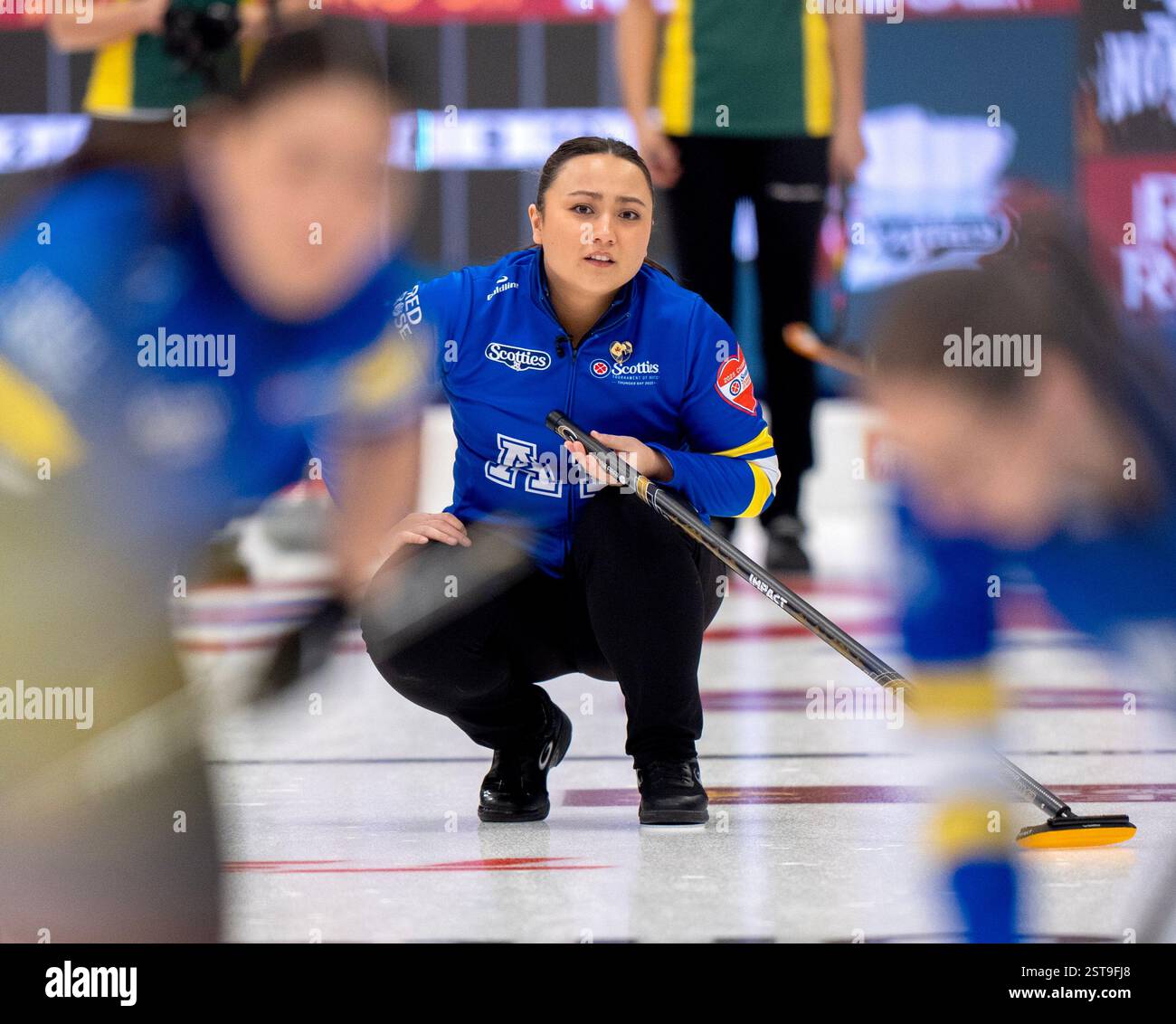 Thunder Bay, Canada. 17th Feb, 2025. Alberta skip Kayla Skrlik watches ...