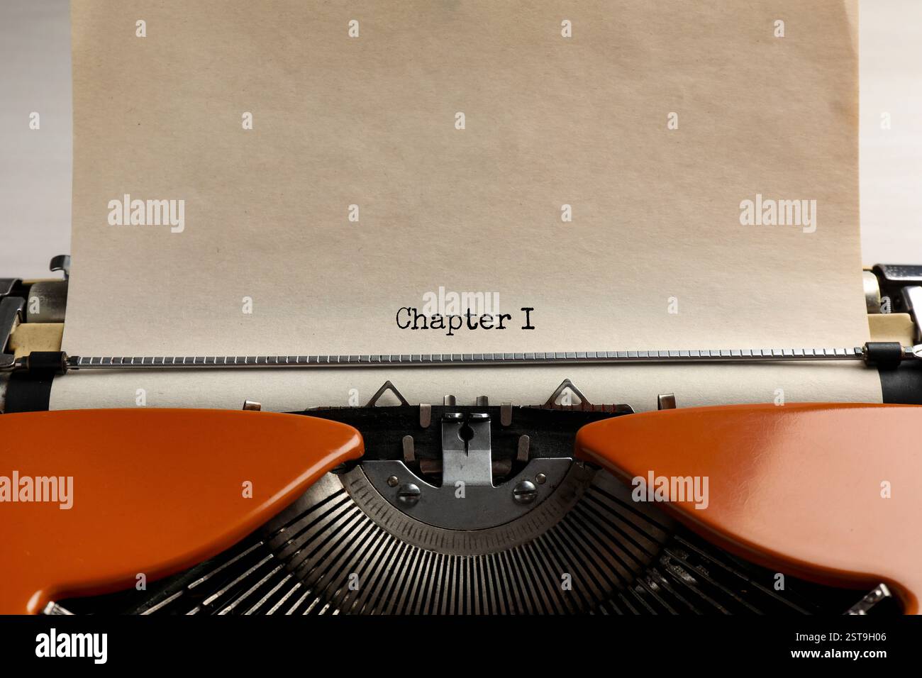 Typewriter with sheet of paper, closeup. Typed text Chapter 1 Stock ...