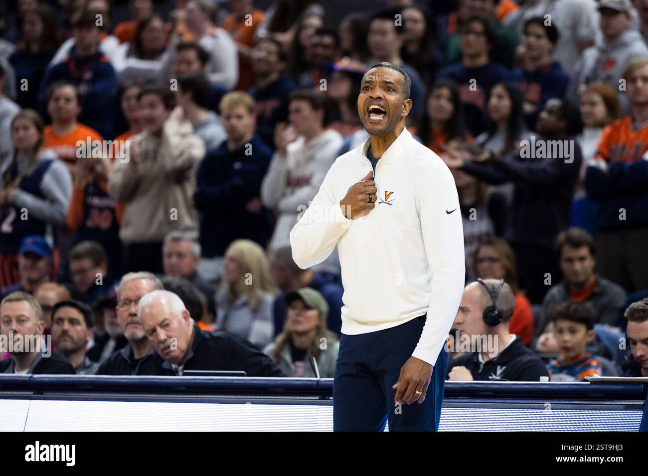 Virginia head coach Ron Sanchez yells to his players during the first ...