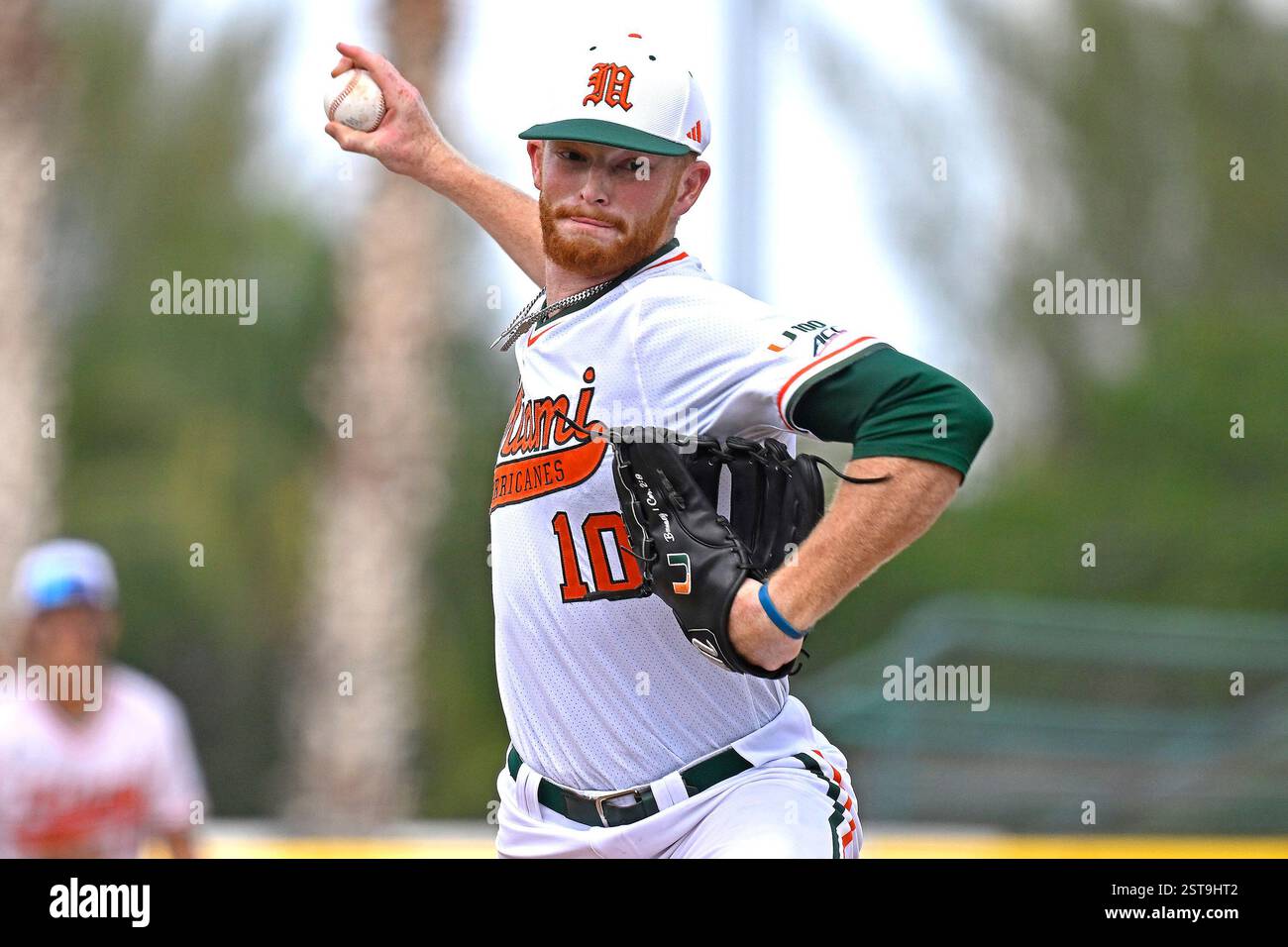 CORAL GABLES, FL - FEBRUARY 16: Miami right-handed pitcher Brian ...