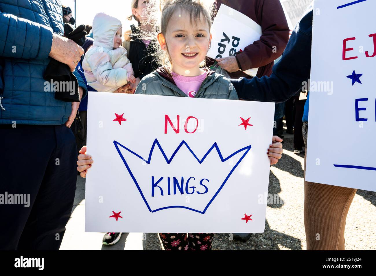 Washington, United States. 17th Feb, 2025. A protester holds a sign ...