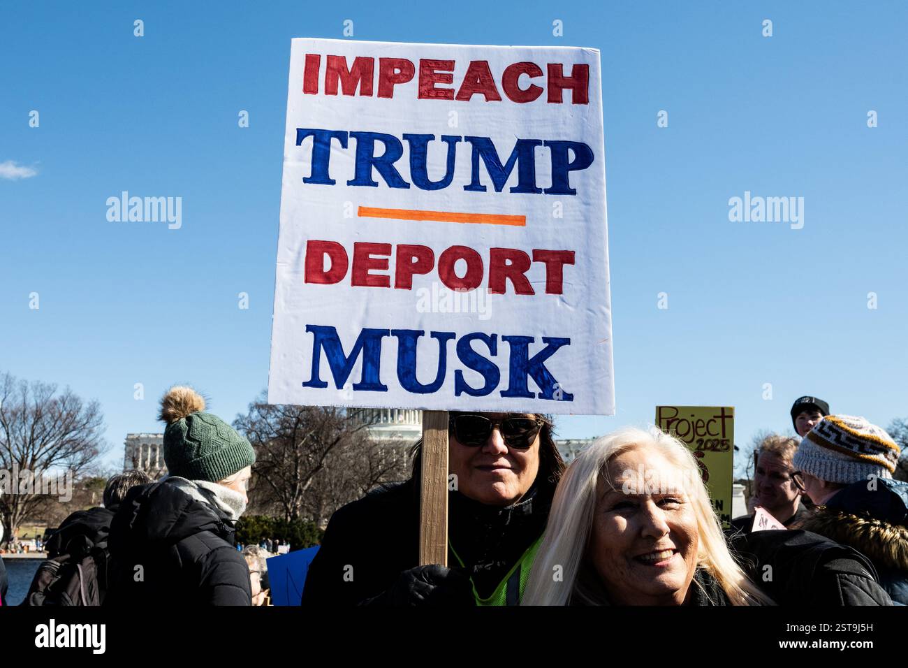 Washington, United States. 17th Feb, 2025. A person holds a sign saying ...