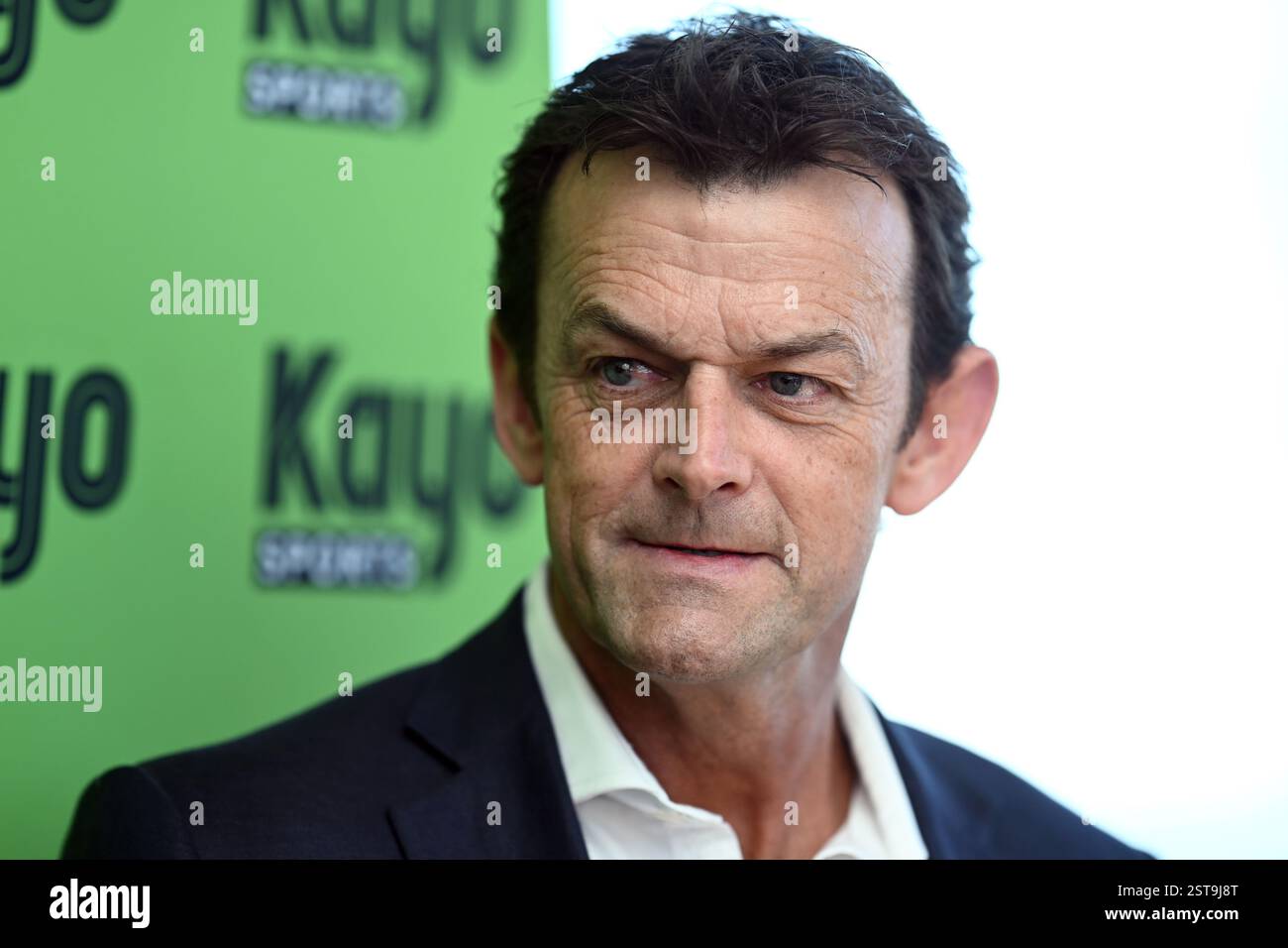 Fox Cricket commentator Adam Gilchrist speaks to media during the 2025 ...