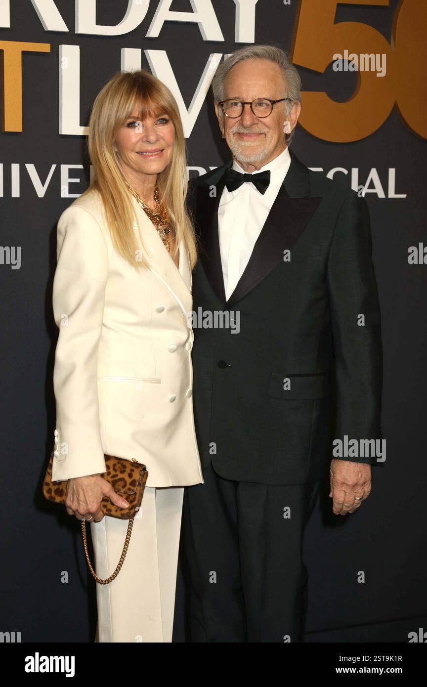 February 16, 2025, New York, New York, USA: KATE CAPSHAW and director STEVEN SPIELBERG seen at ...