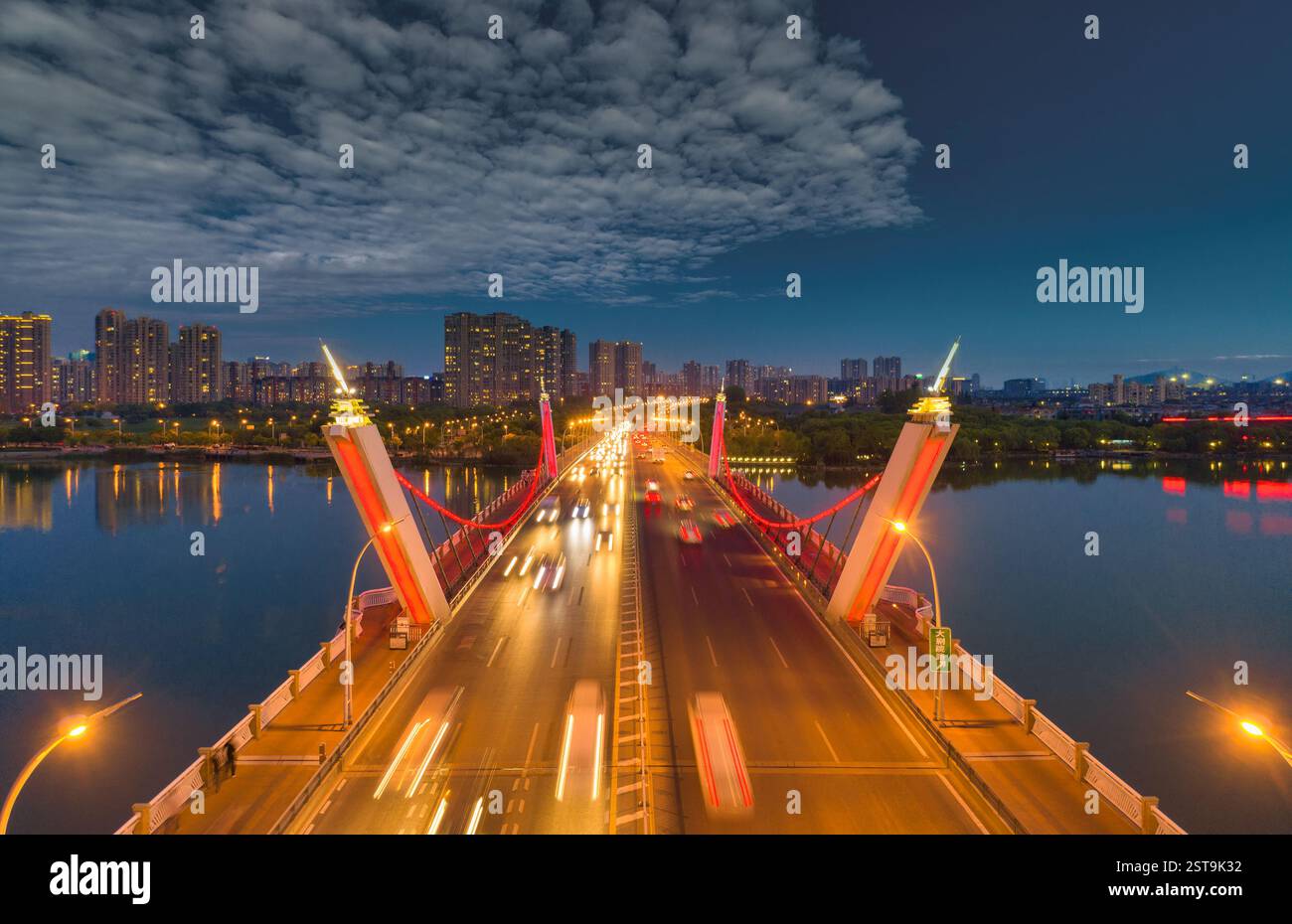 Night view of Lihu Bridge, Wuxi, Jiangsu Province, China Stock Photo ...