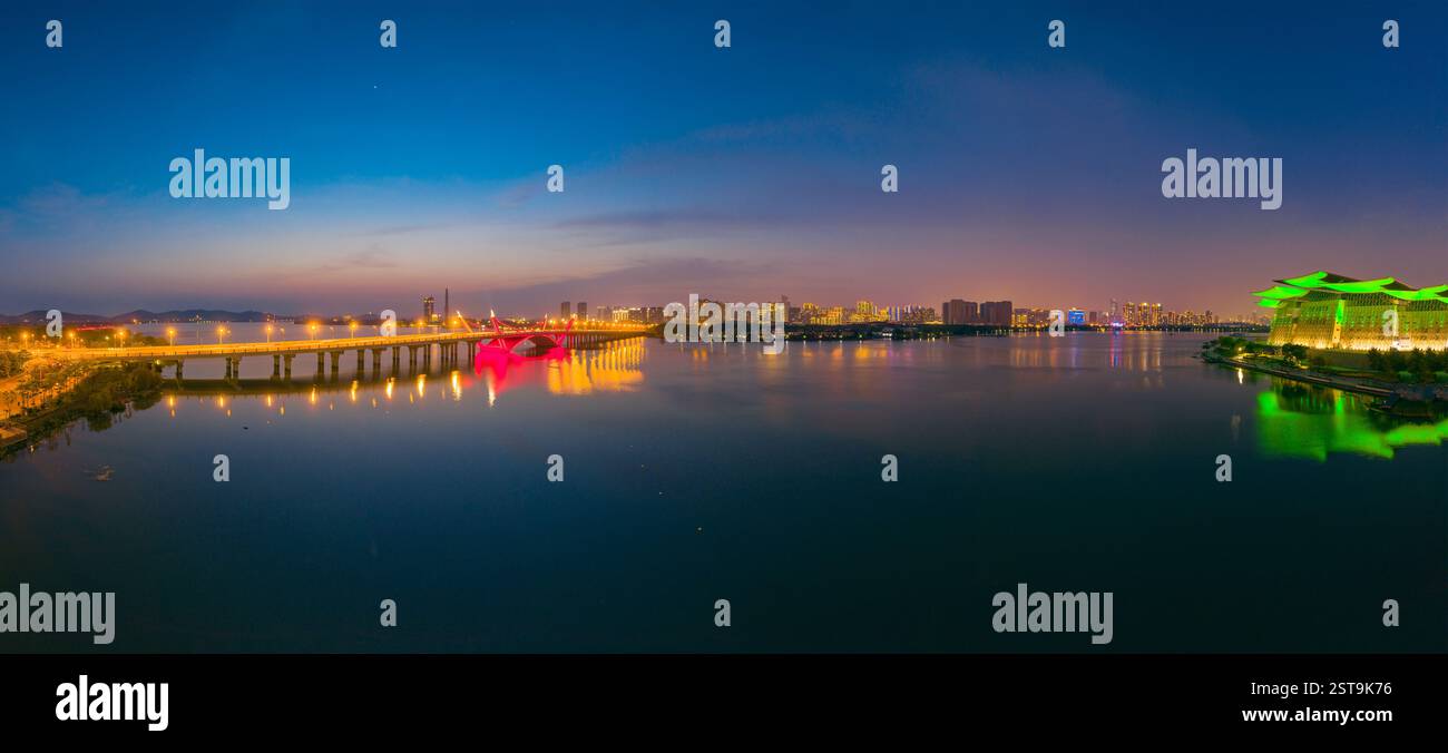 Night view of Lihu Bridge, Wuxi, Jiangsu Province, China Stock Photo ...