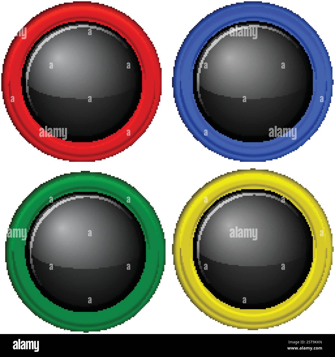 Four vibrant buttons in red, blue, green, yellow Stock Vector Image ...