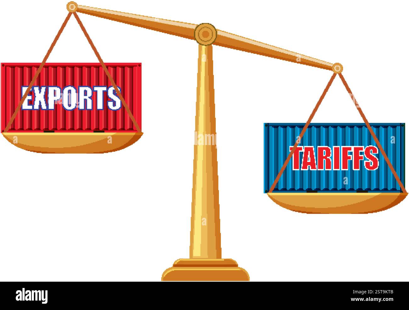 Illustration of exports and tariffs on a scale Stock Vector Image & Art ...